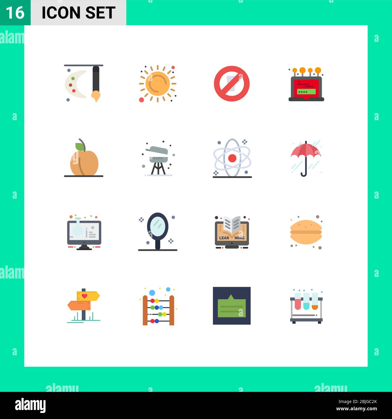 16 User Interface Flat Color Pack of modern Signs and Symbols of ...