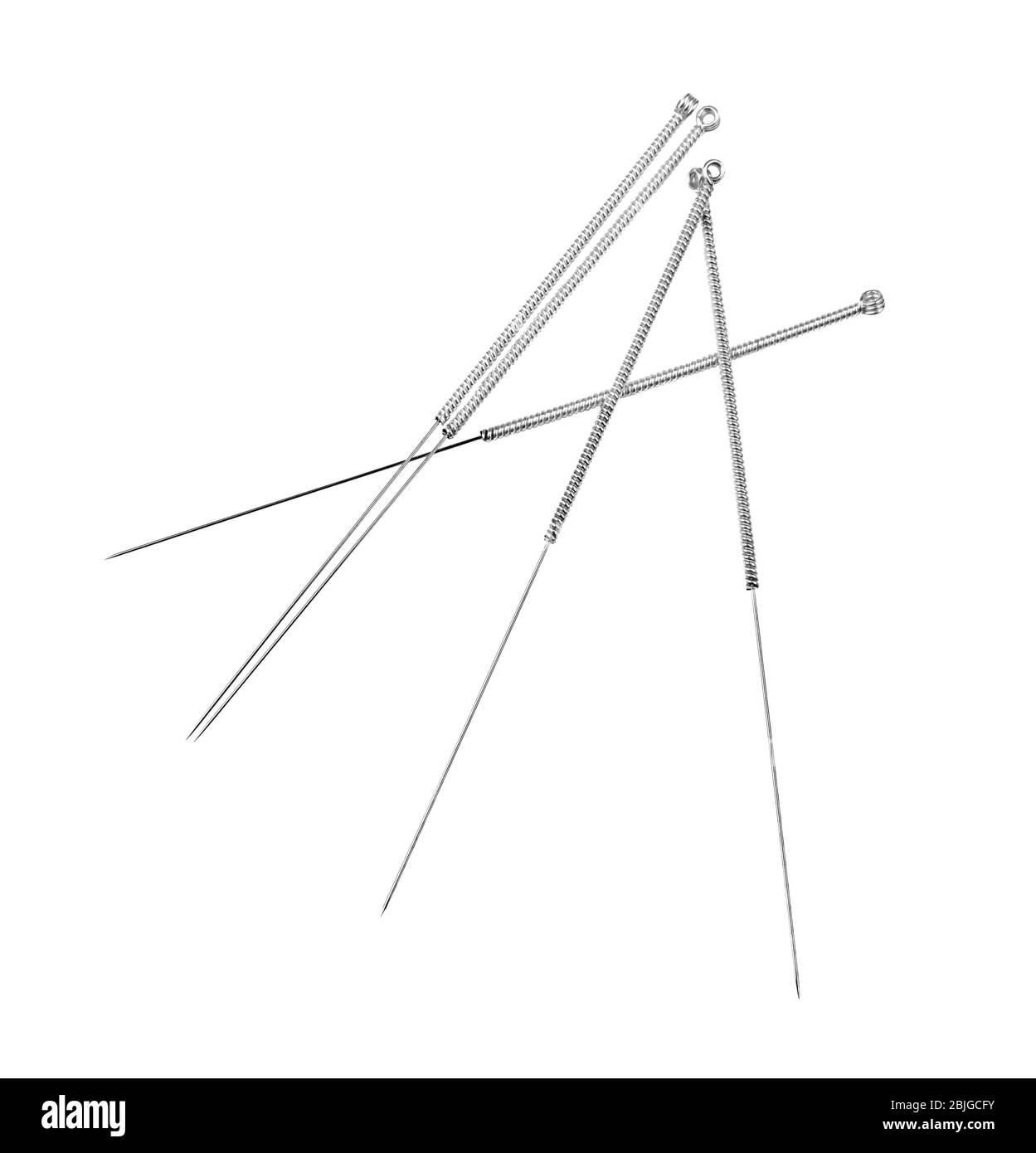 Needles for acupuncture on white background Stock Photo - Alamy