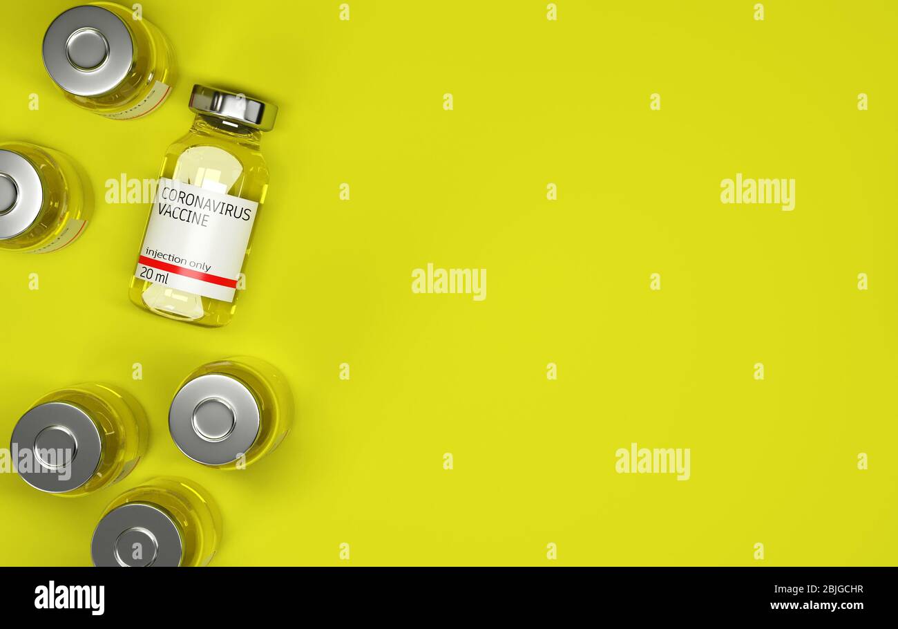 Injection dose Coronavirus vaccine. A syringe with a needle, and bottle ...