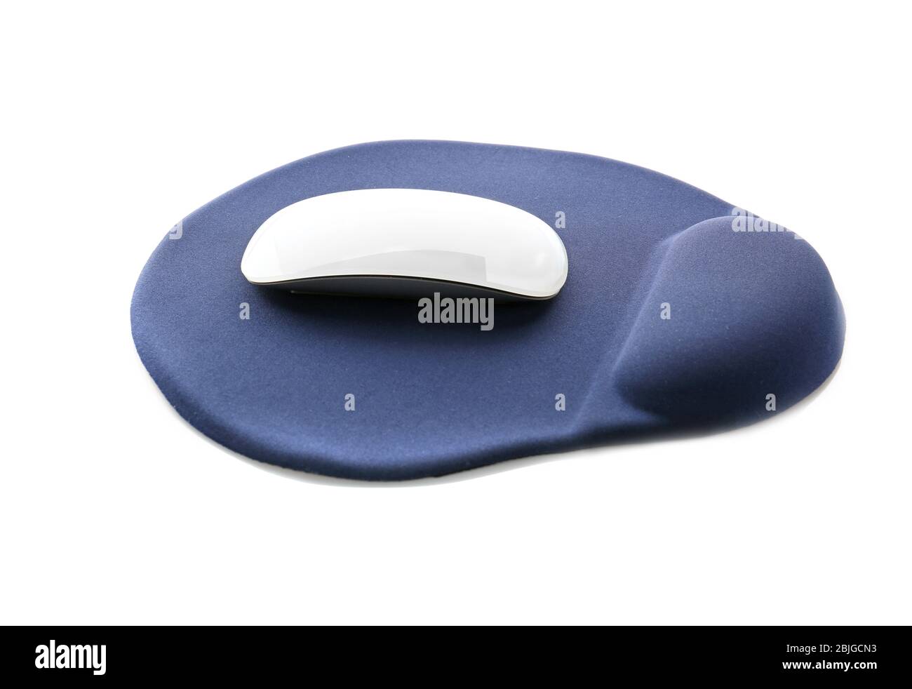 Modern wireless mouse and pad on white background Stock Photo - Alamy
