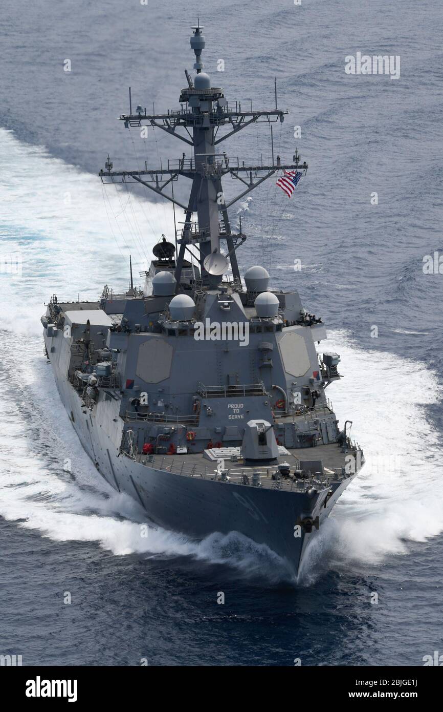 PACIFIC OCEAN (April 26, 2020) The Arleigh Burke-class guided-missile ...