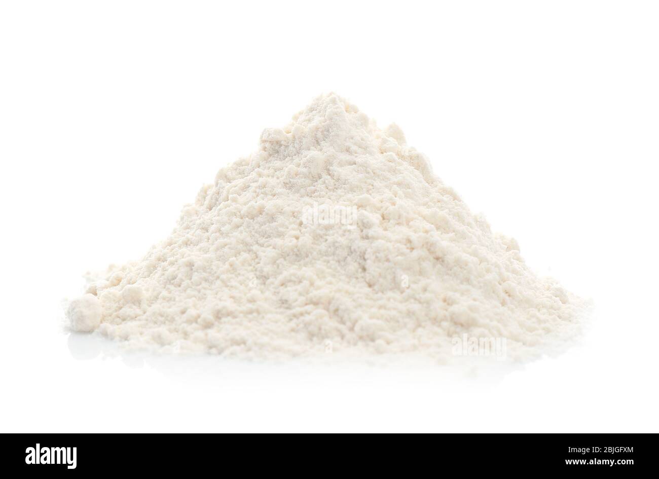Heap of flour on white background Stock Photo - Alamy