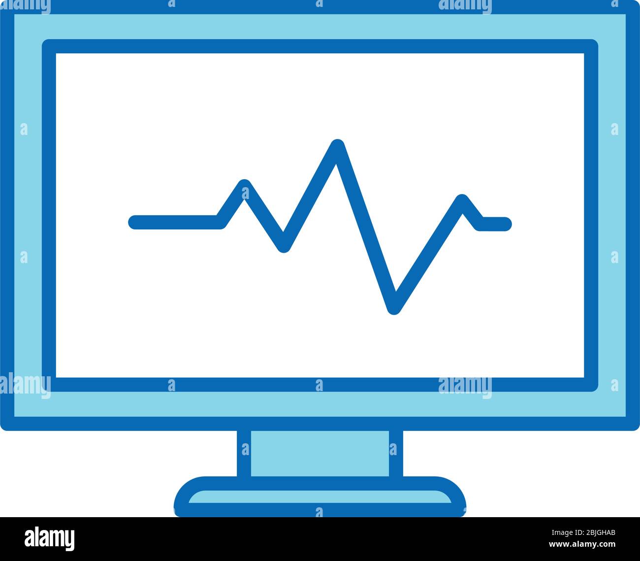 Heart pulse inside computer line and fill style icon vector design ...