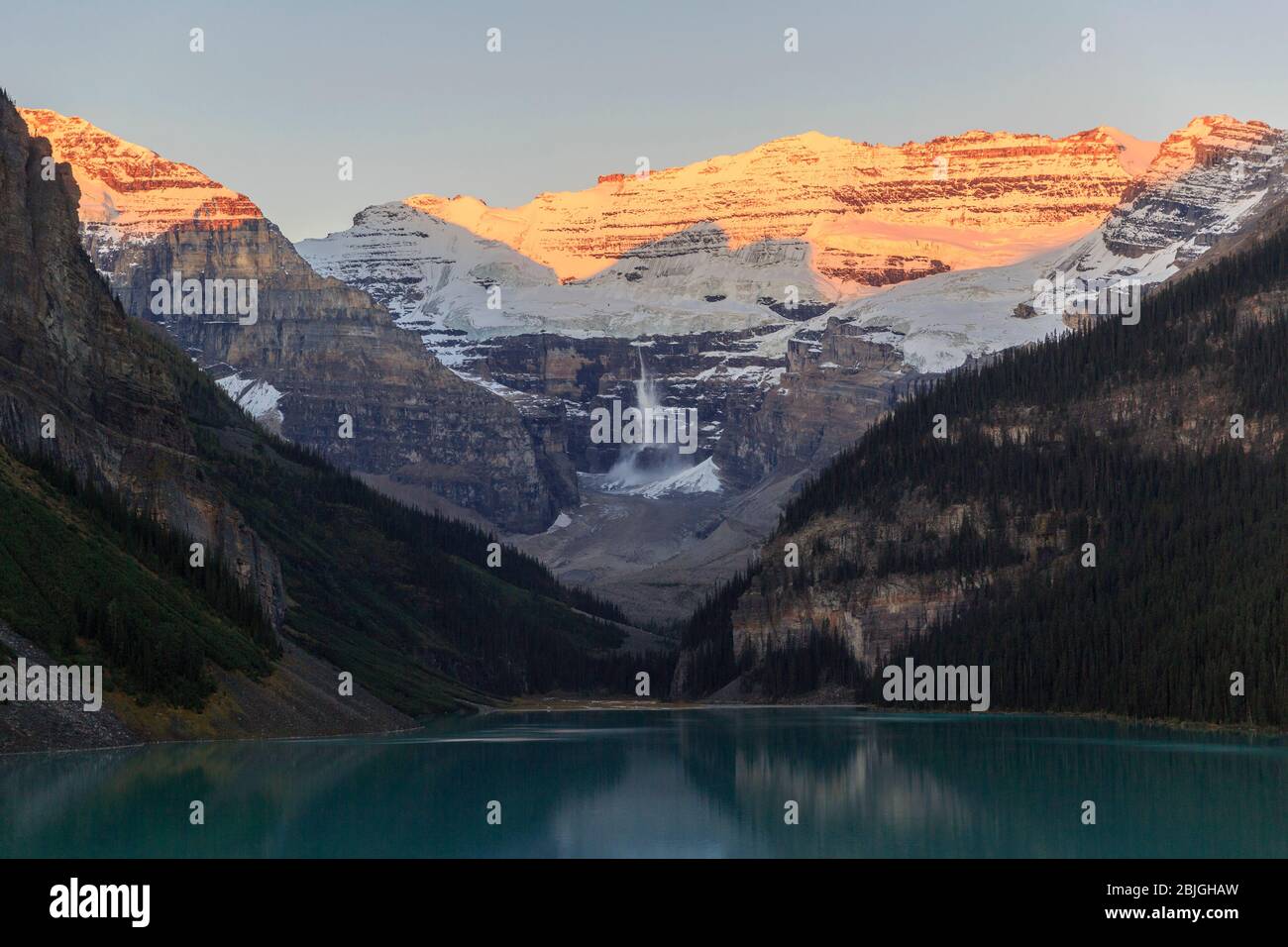 Lake Louise reflections of Victoria Glacier and Fairfax Mountain in ...