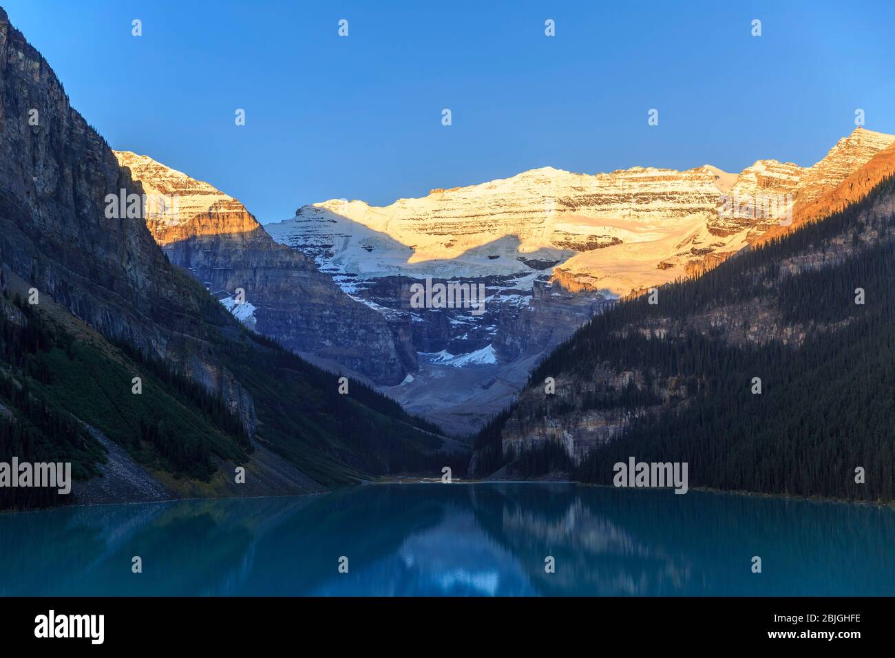 Lake Louise reflections of Victoria Glacier and Fairfax Mountain in ...