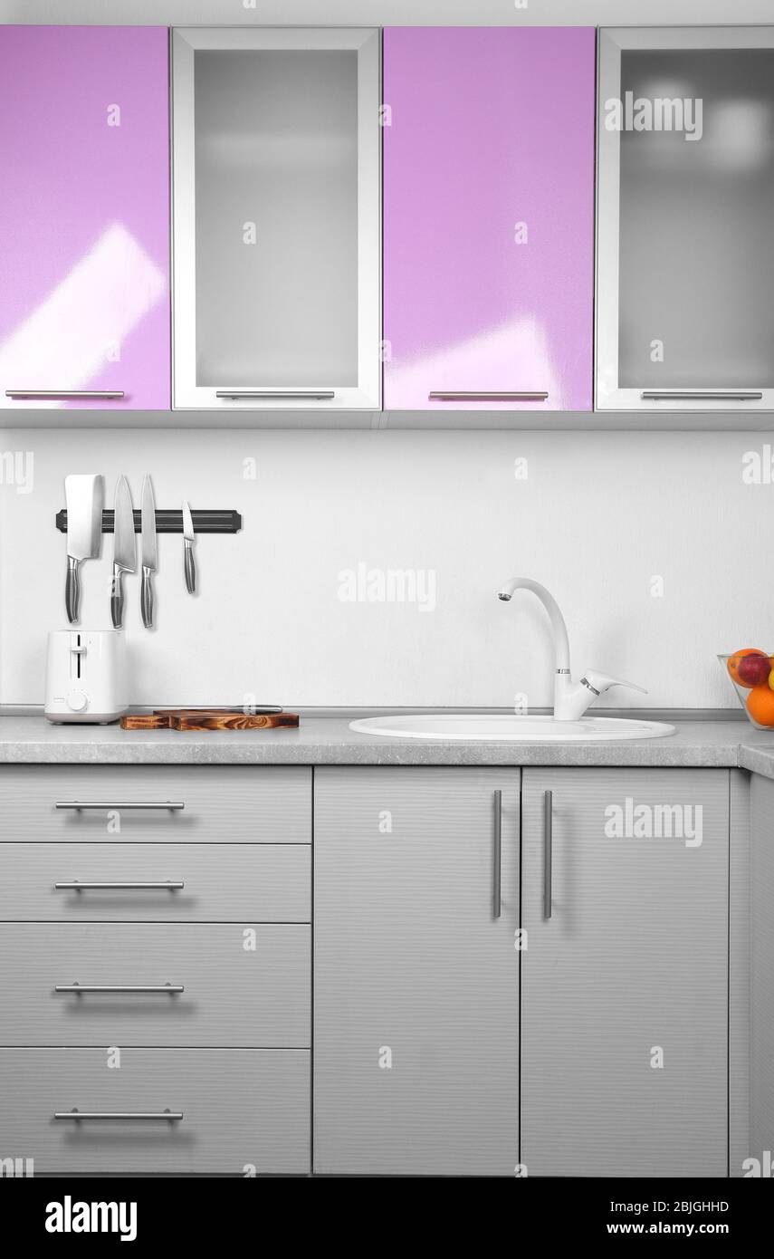 Interior of beautiful modern kitchen Stock Photo - Alamy
