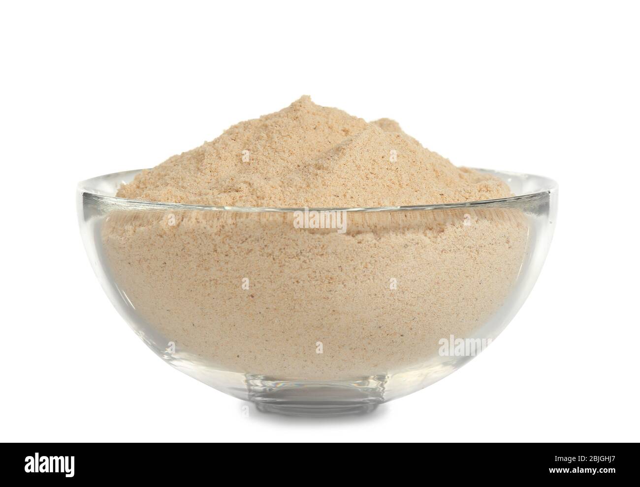 Glass bowl with flour on white background Stock Photo - Alamy