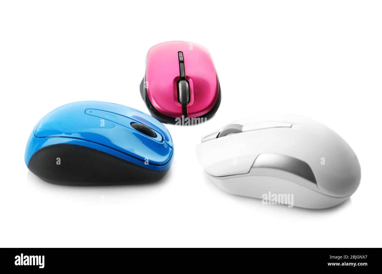 Wireless computer mice on white background Stock Photo - Alamy