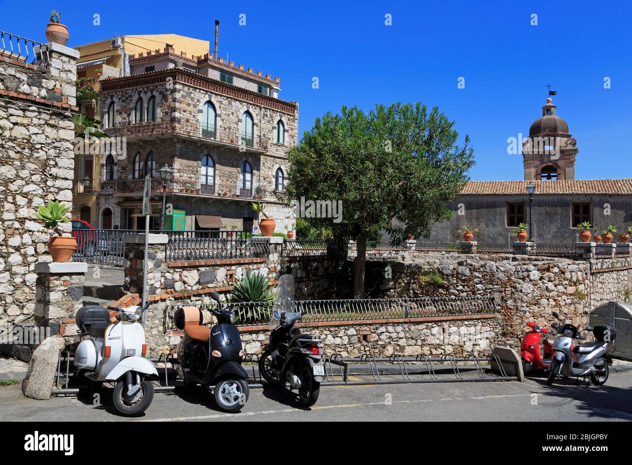 Stone house, Taormina City, Sicily Island, Italy, Europe Stock Photo ...