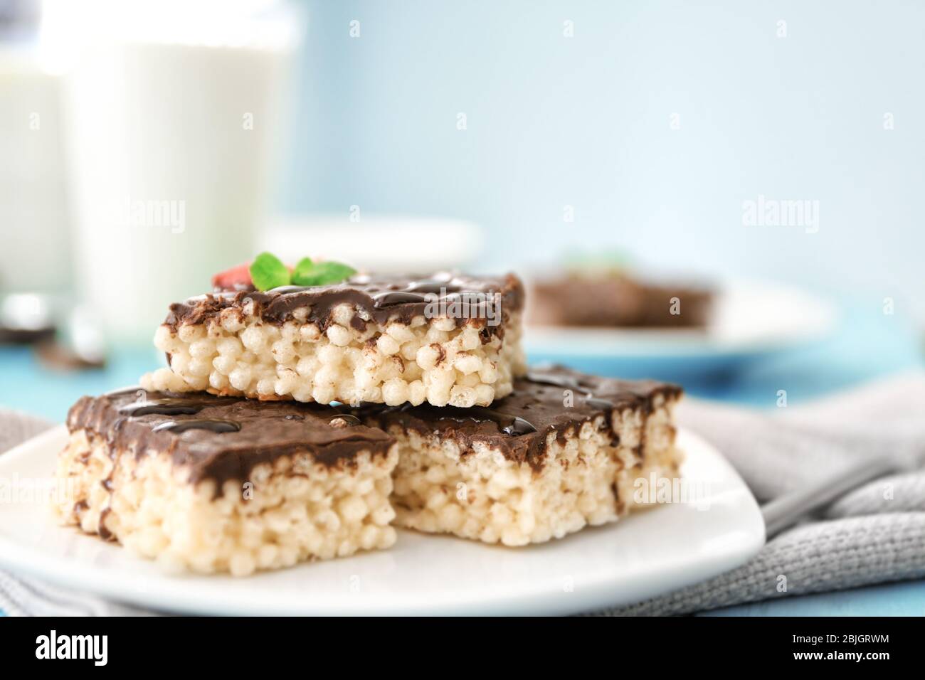 Delicious crispy dessert with chocolate on plate Stock Photo - Alamy