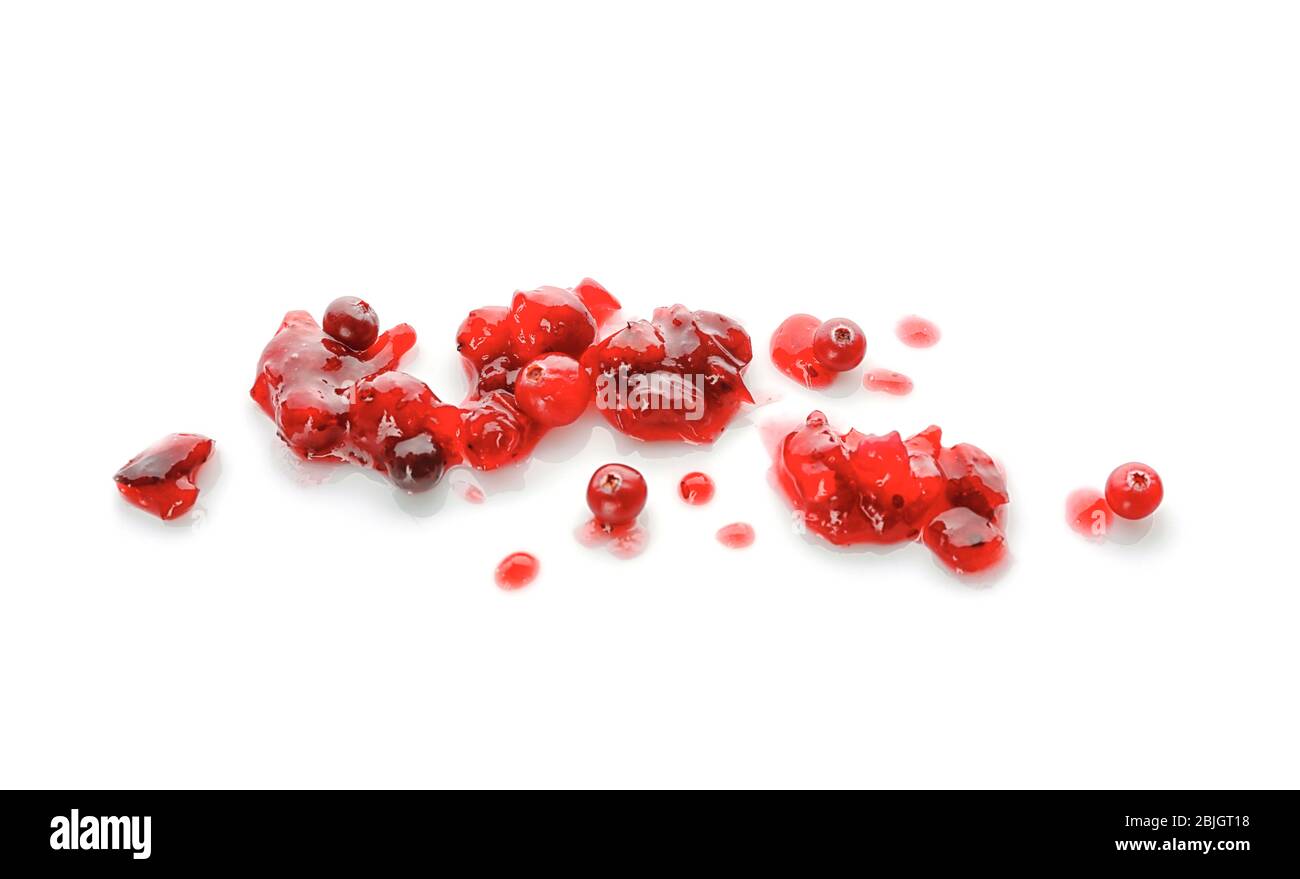 Cranberry sauce splatter on white background Stock Photo - Alamy
