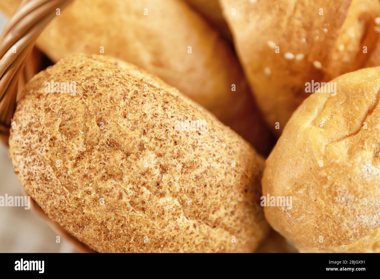 Different fresh bread buns, closeup Stock Photo - Alamy