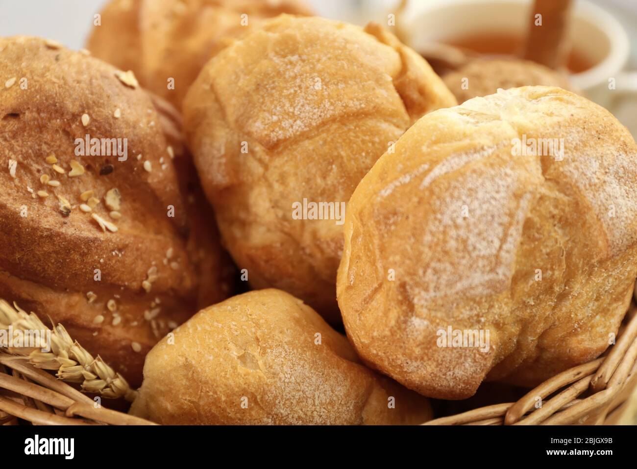 Different fresh bread loaves, closeup Stock Photo - Alamy