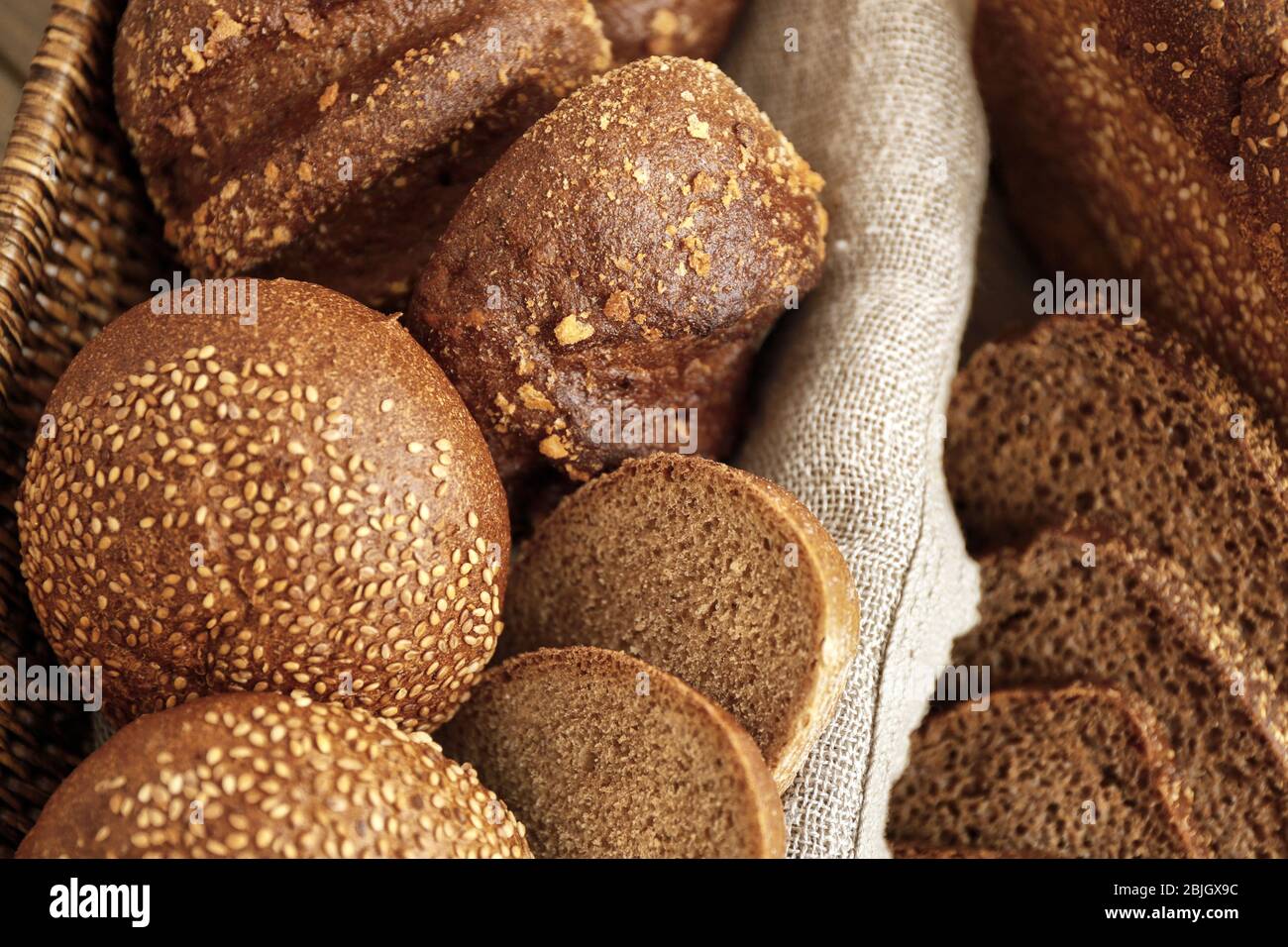 Different fresh bread loaves, closeup Stock Photo - Alamy