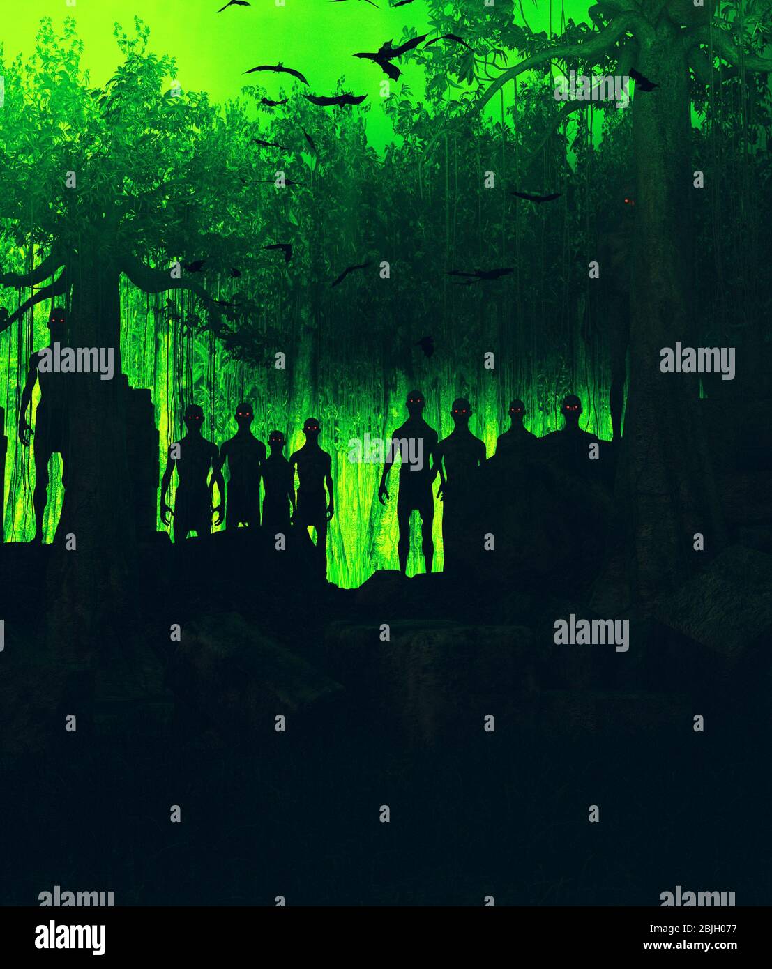 Forest of the zombies,3d rendering Stock Photo - Alamy