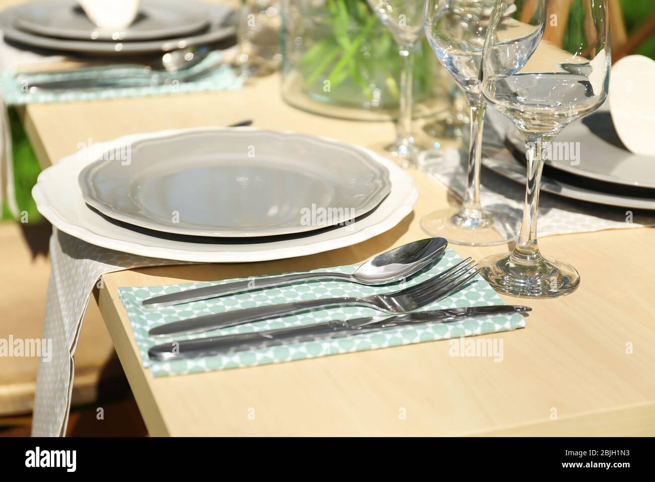Beautiful table setting, closeup Stock Photo - Alamy