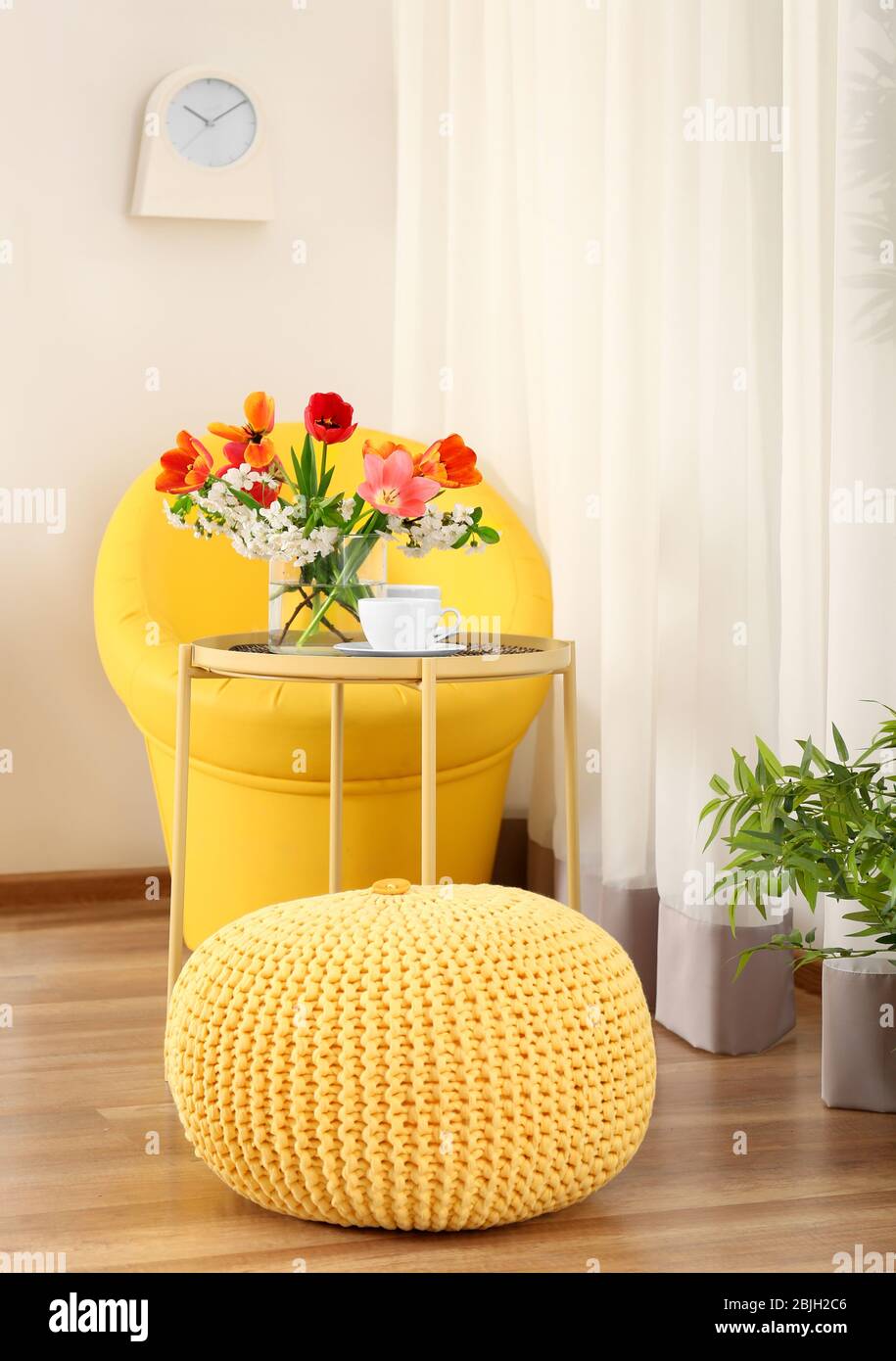 Beautiful modern veranda with cozy furniture Stock Photo - Alamy