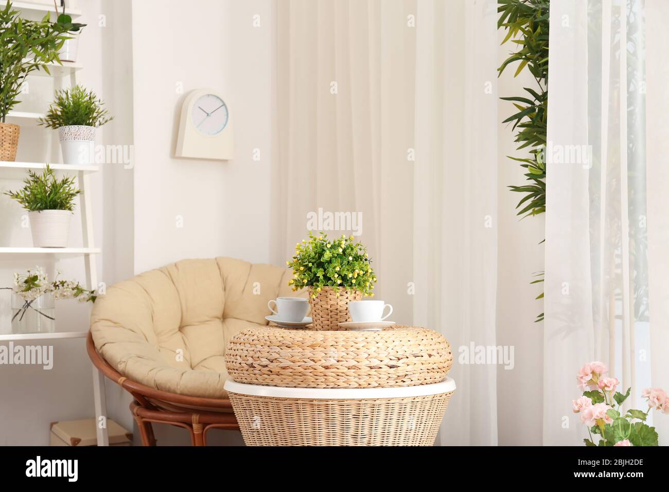 Beautiful modern veranda with cozy furniture Stock Photo - Alamy