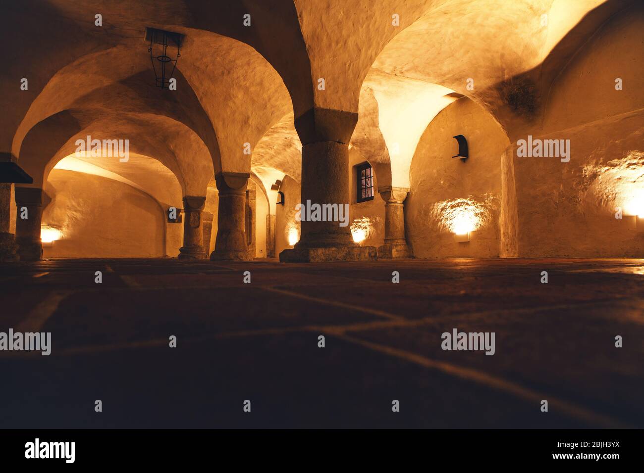 medieval church cellar with architectural arches Stock Photo - Alamy