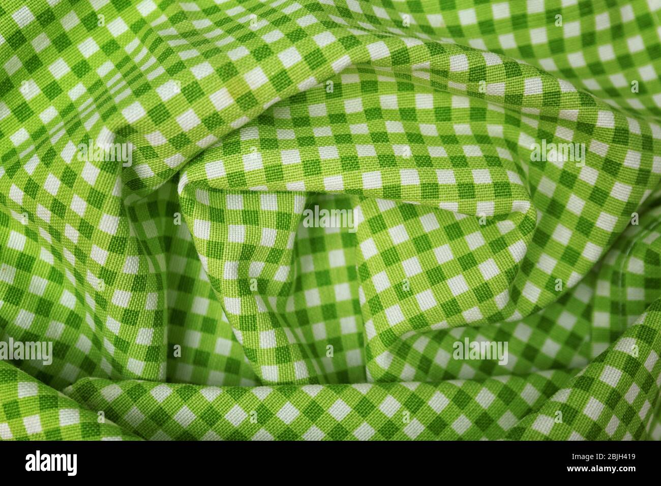 Green checkered cloth as background, closeup Stock Photo - Alamy