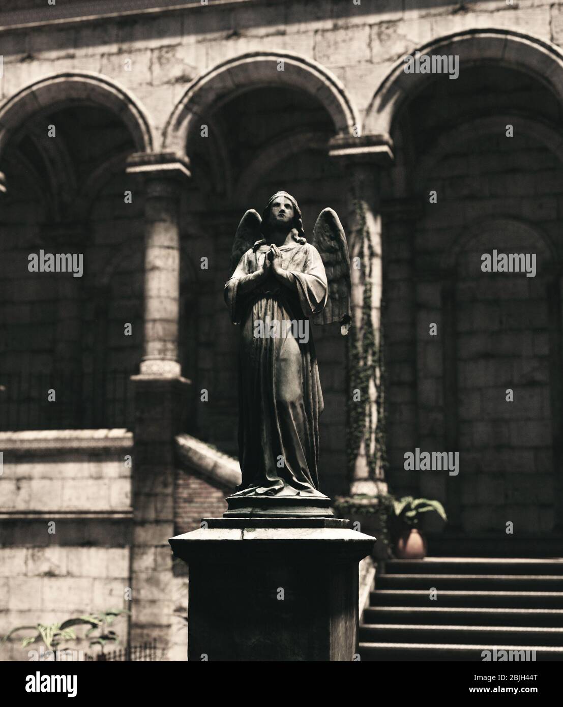 An angel statue in ruins place,3d rendering Stock Photo - Alamy