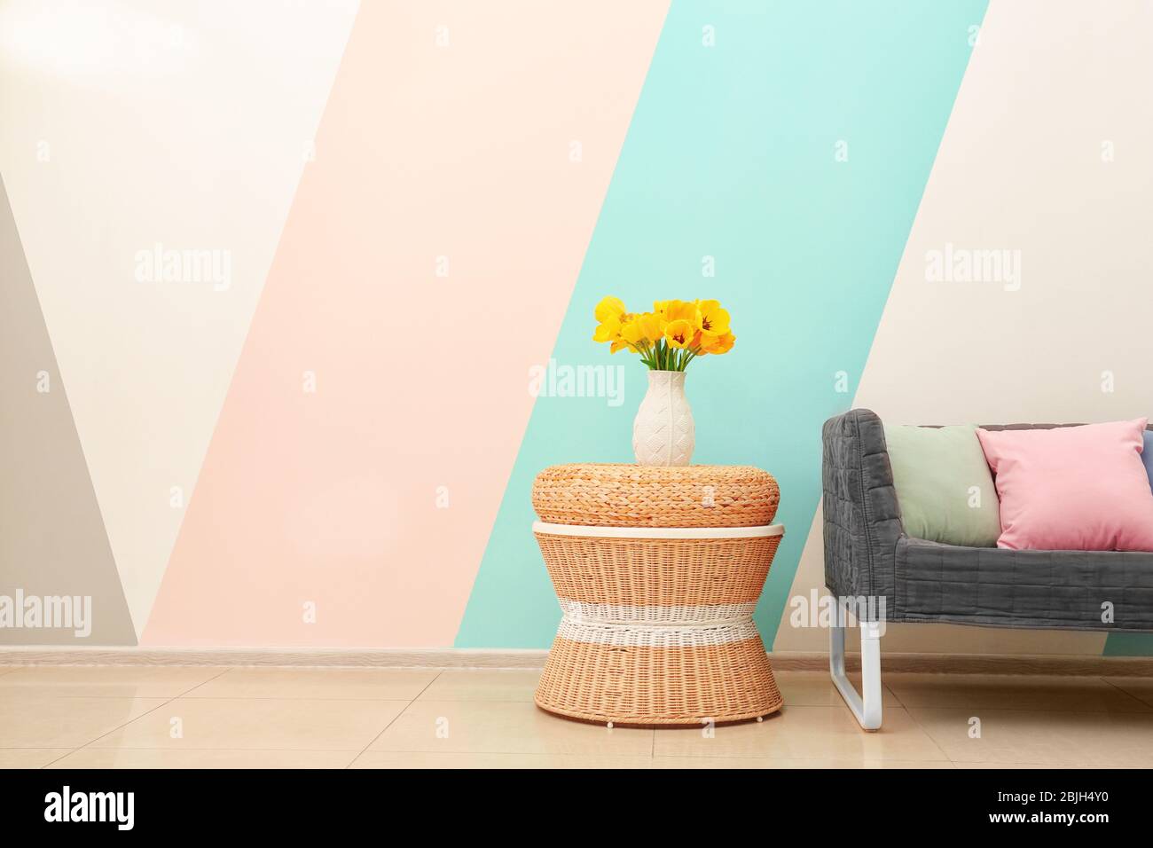 Interior of light modern room with creative furniture Stock Photo - Alamy