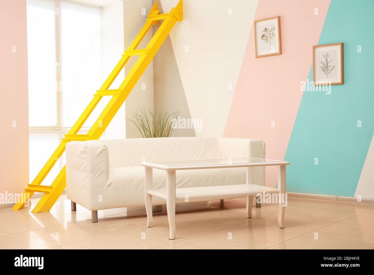 Interior of light modern room with creative furniture Stock Photo - Alamy