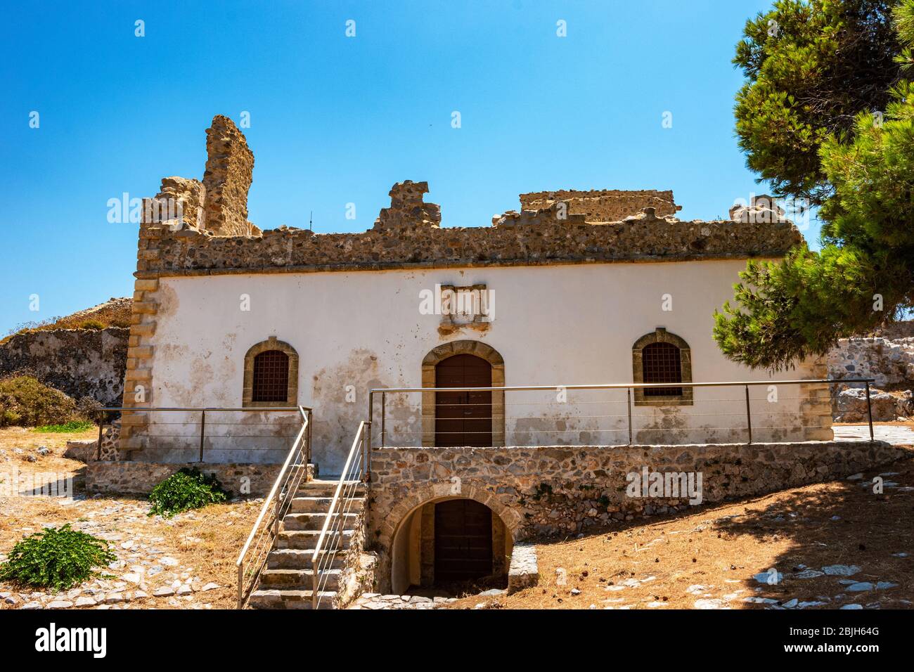 The Byzantine castle - city in Kythira island. View from the inner ...