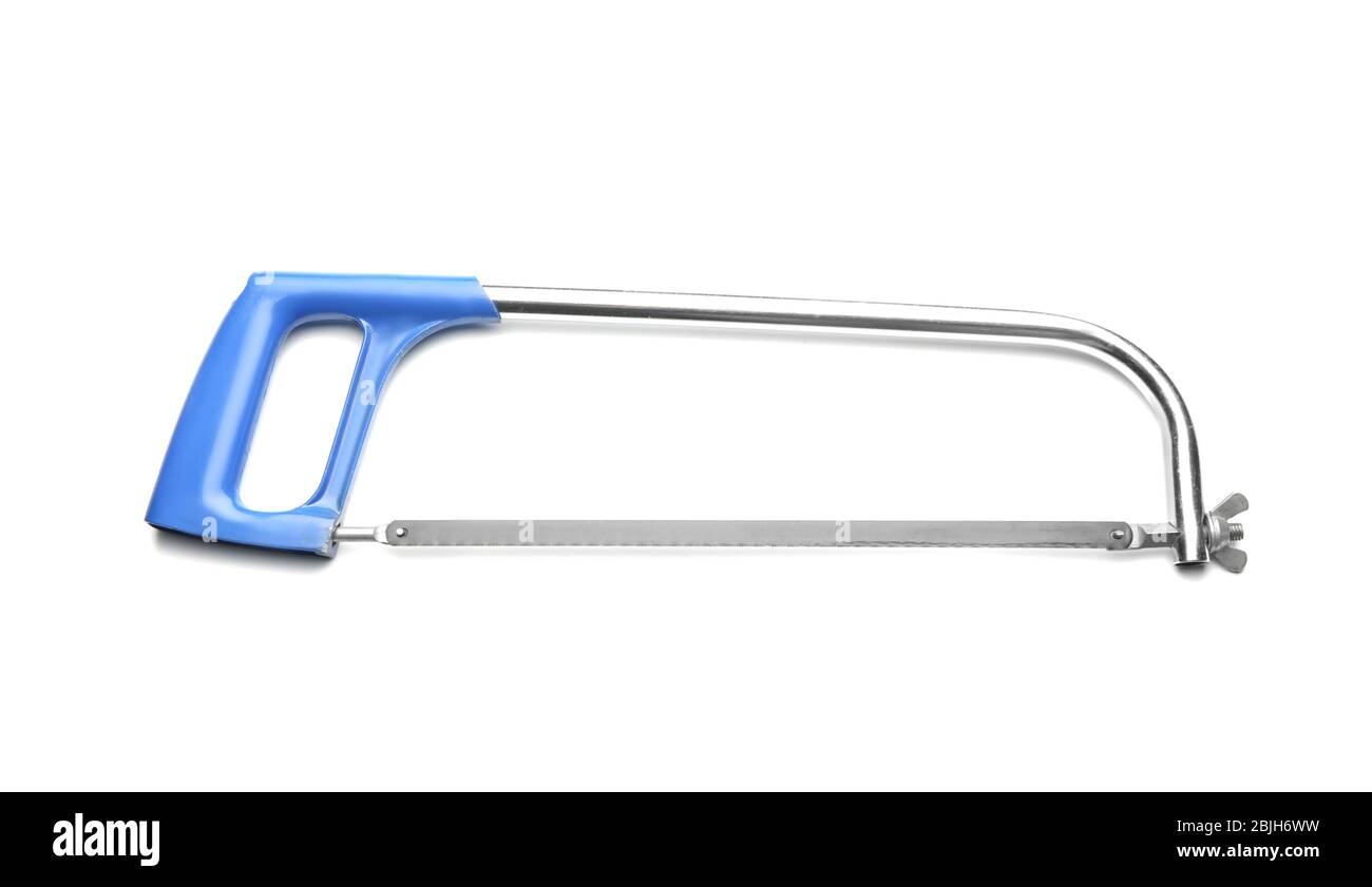 Carpenter's fret saw on white background Stock Photo - Alamy