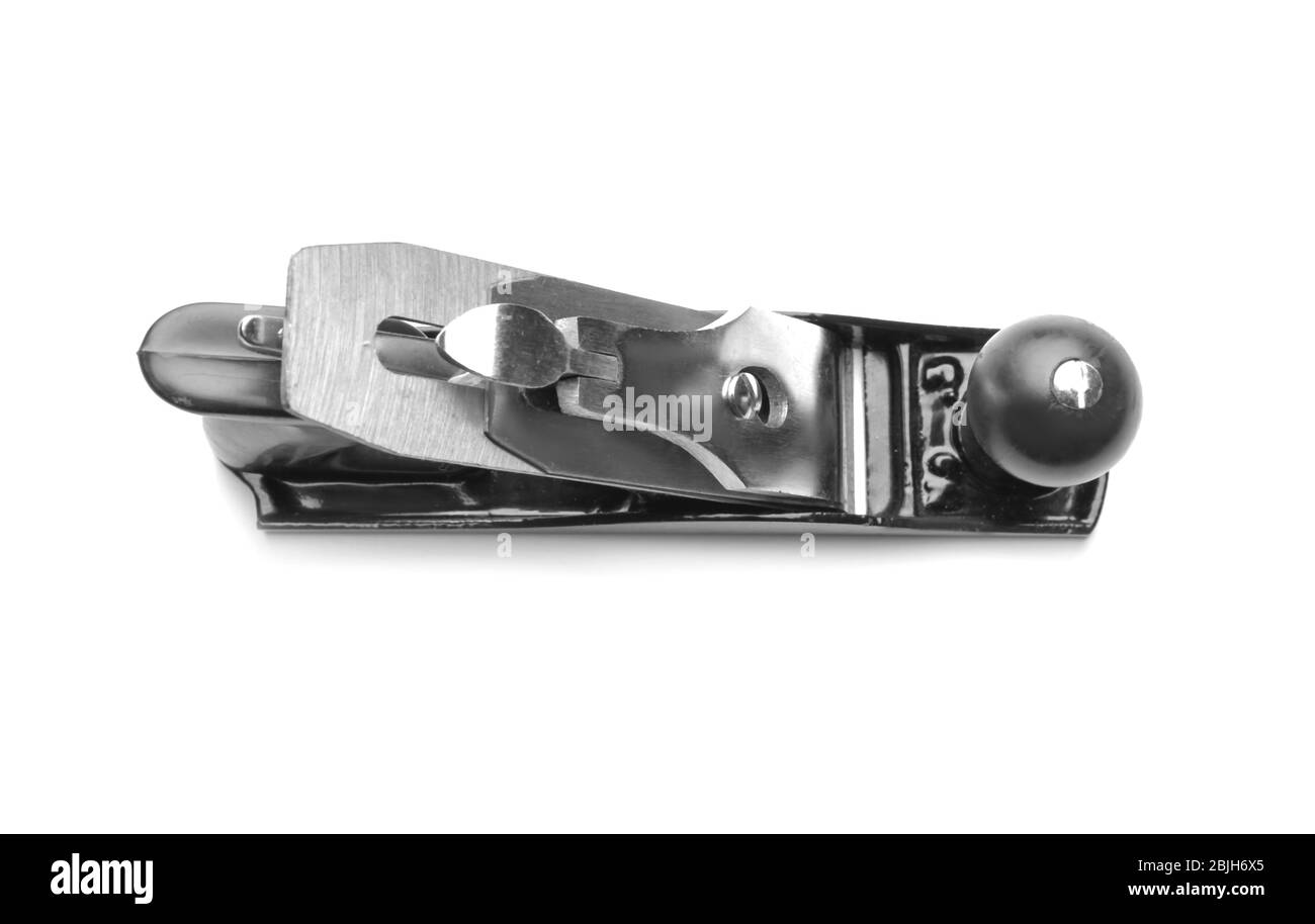 Carpenter's bench plane on white background Stock Photo - Alamy