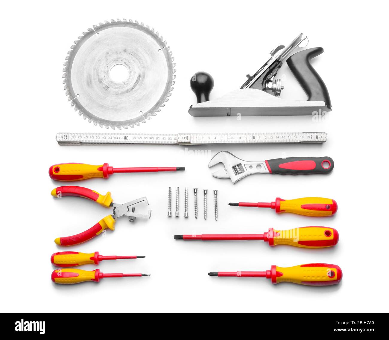 Set of carpenter's tools on white background Stock Photo - Alamy
