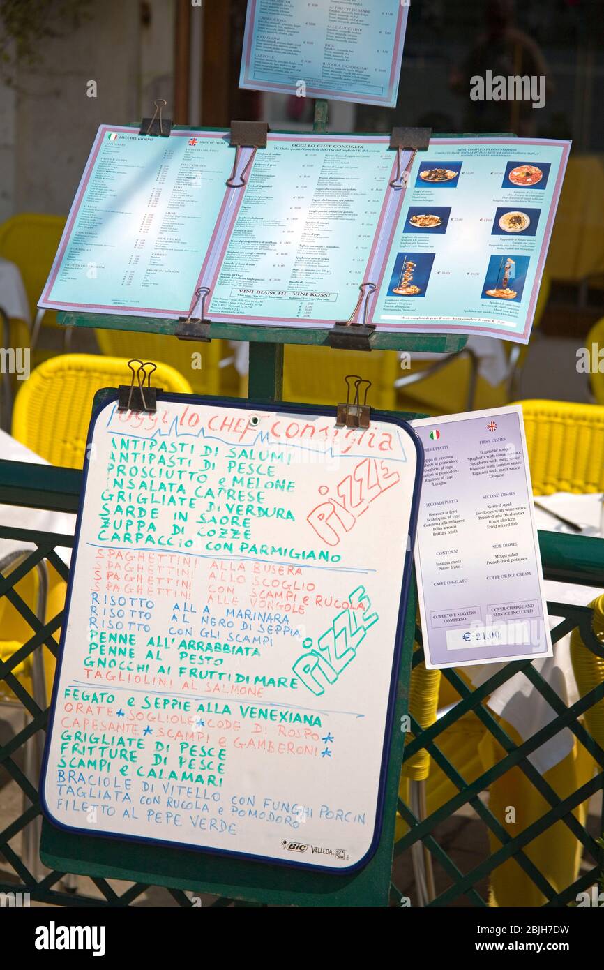 Restaurant menu venice italy hi-res stock photography and images - Alamy
