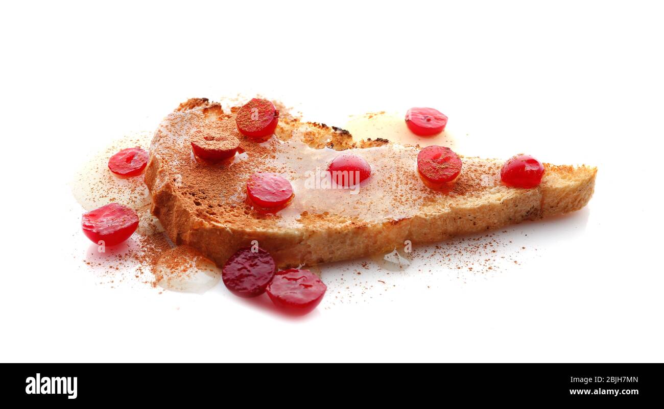 Tasty cinnamon toast with berries on white background Stock Photo - Alamy