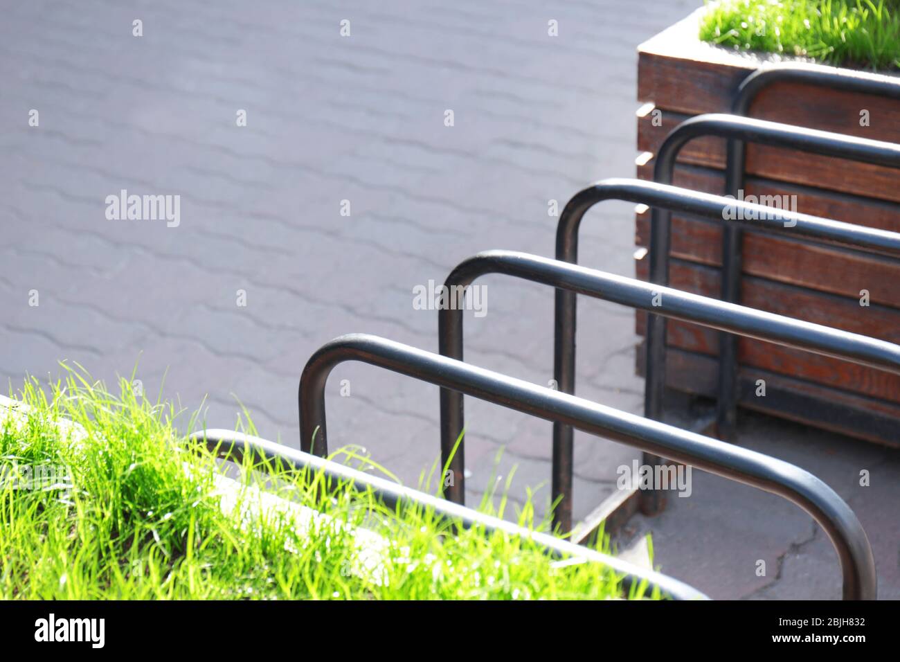 Empty bicycle racks, outdoor Stock Photo - Alamy