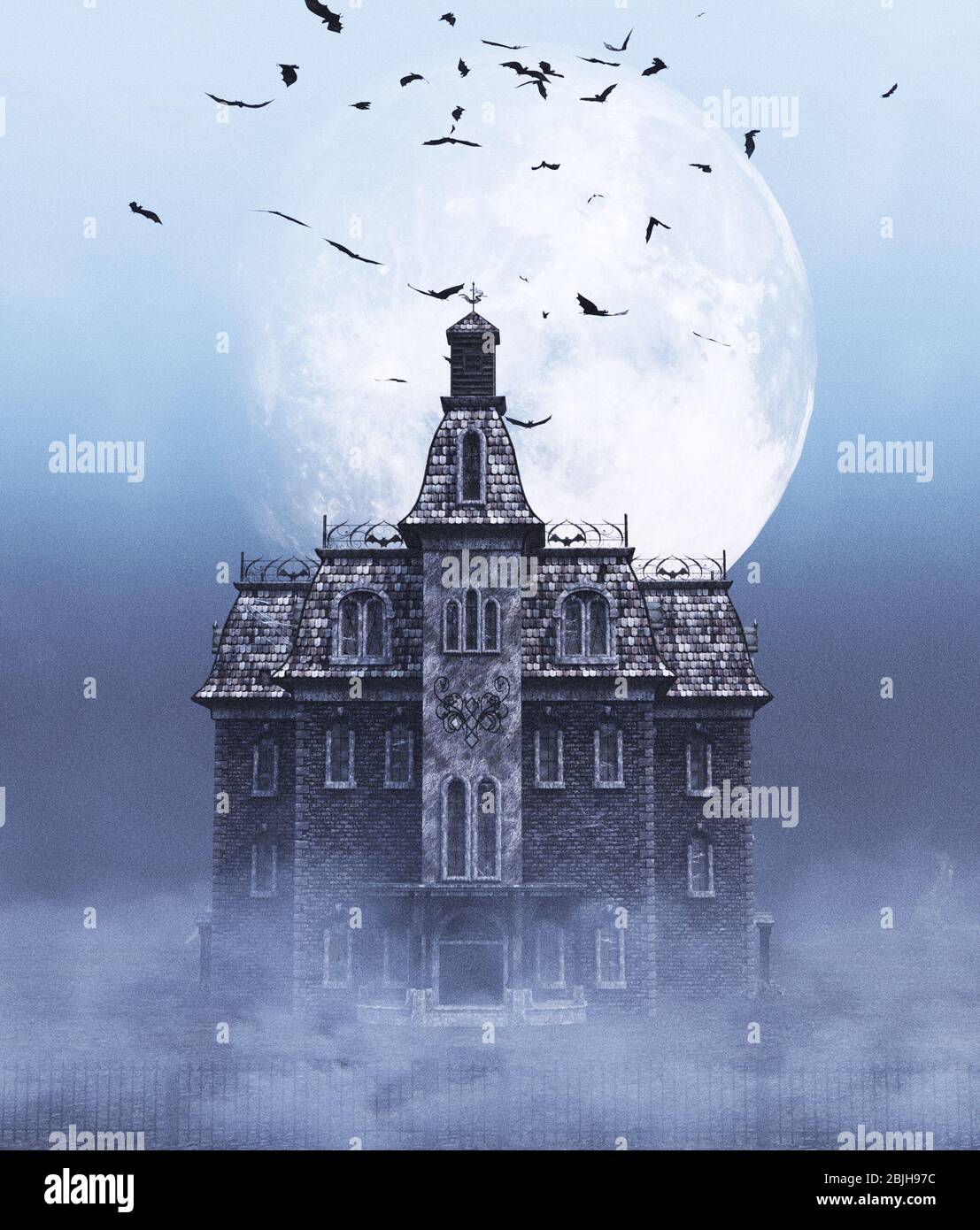 Haunted house scene for halloween,3d rendering Stock Photo - Alamy