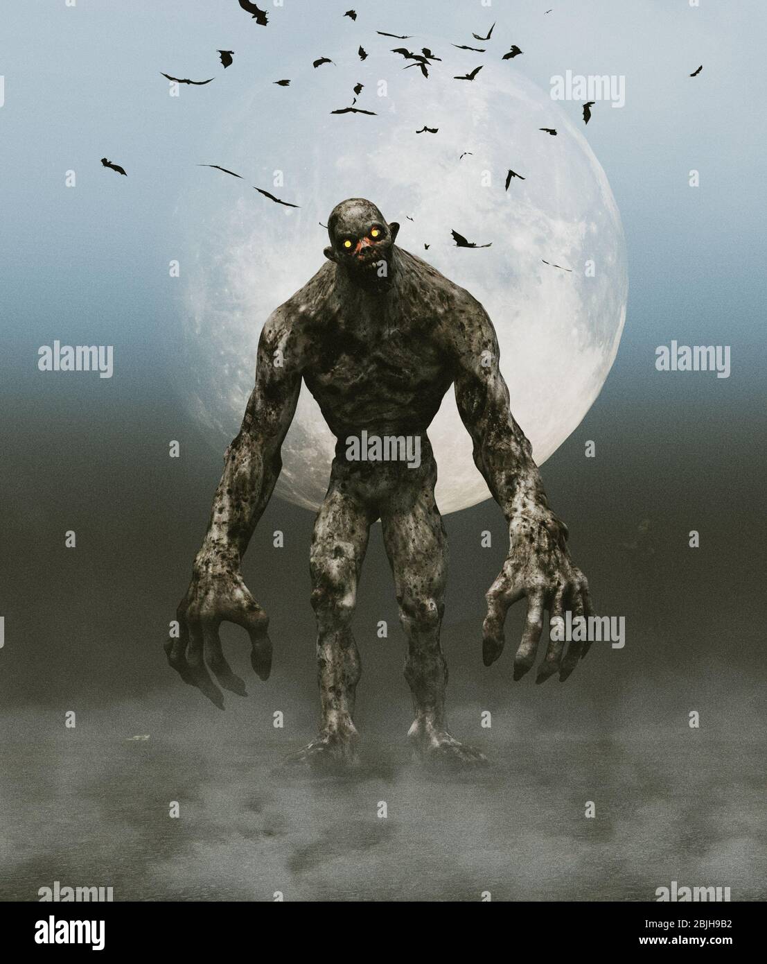 Monster under the moonlight,3d rendering Stock Photo - Alamy