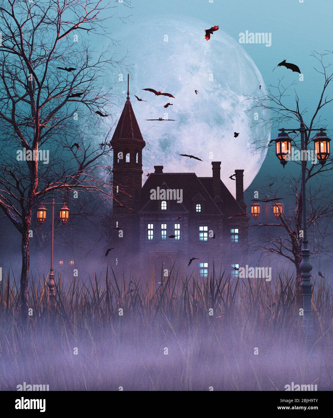 Manor house gothic forest moon hi-res stock photography and images - Alamy