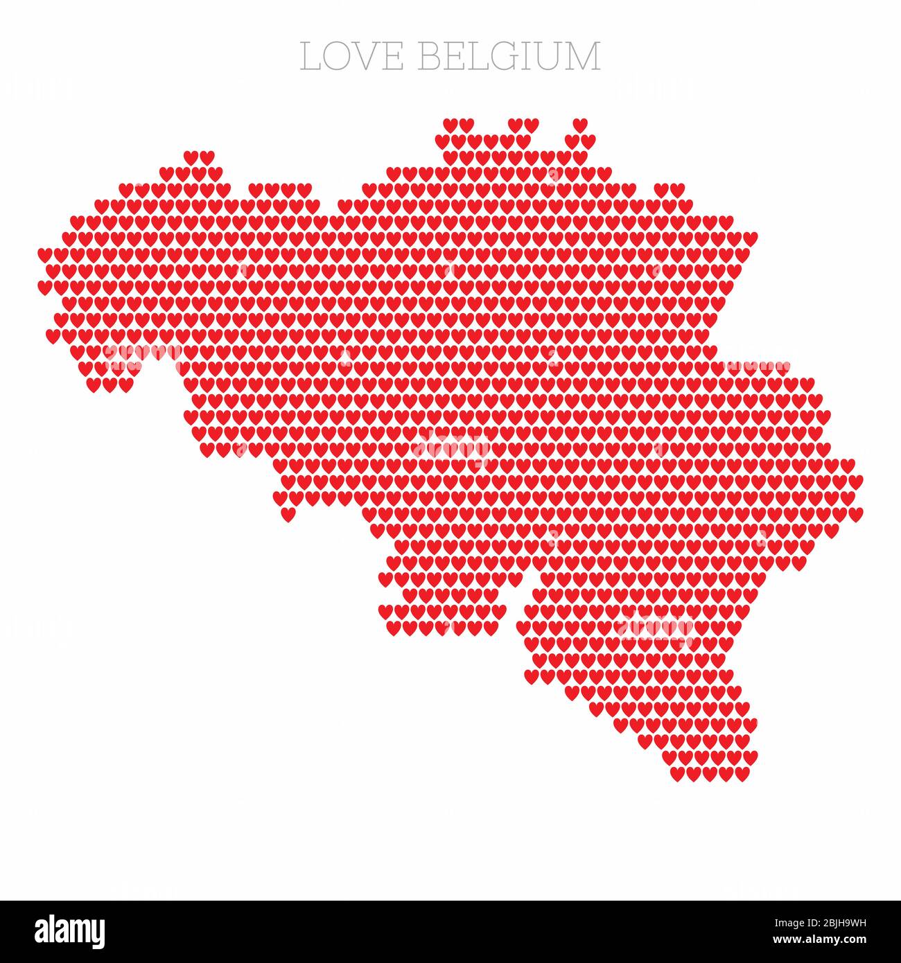 Belgium country map made from love heart halftone pattern Stock Vector ...