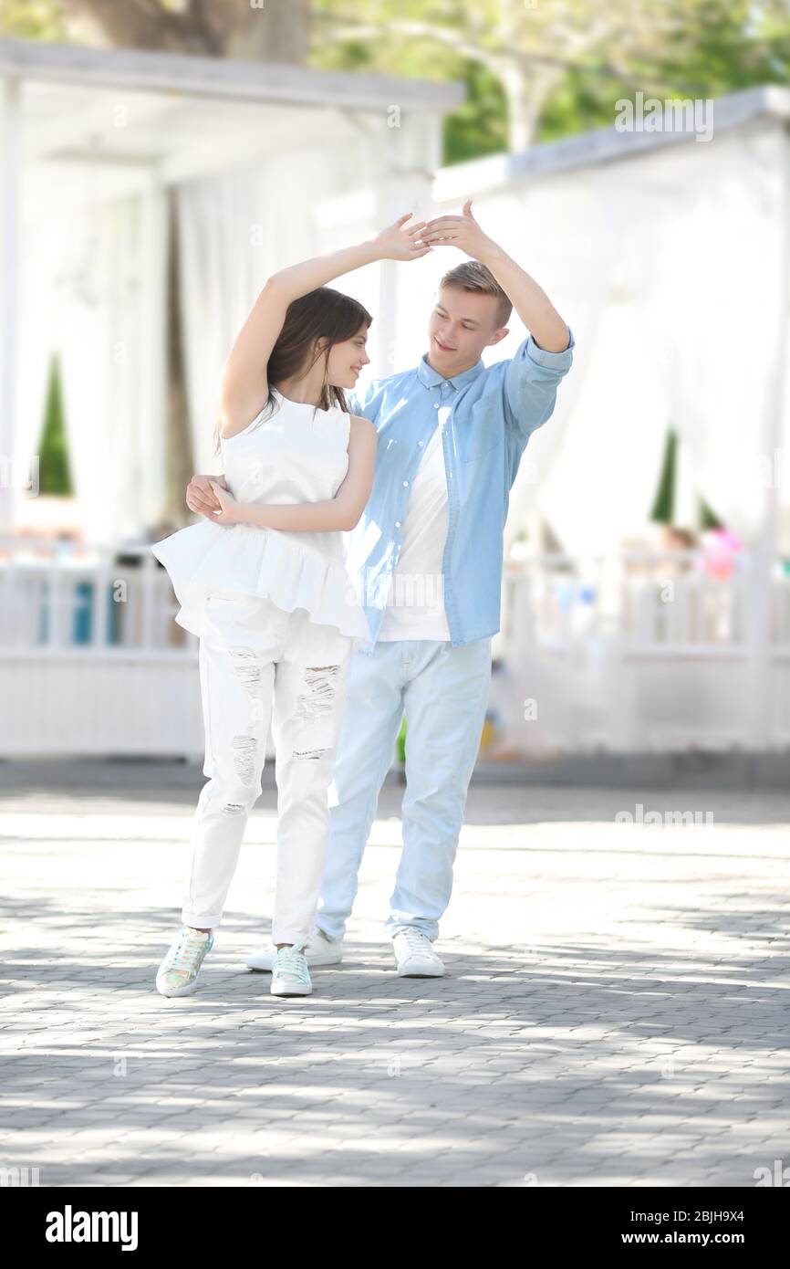 Romantic urban couple dancing on hi-res stock photography and images ...