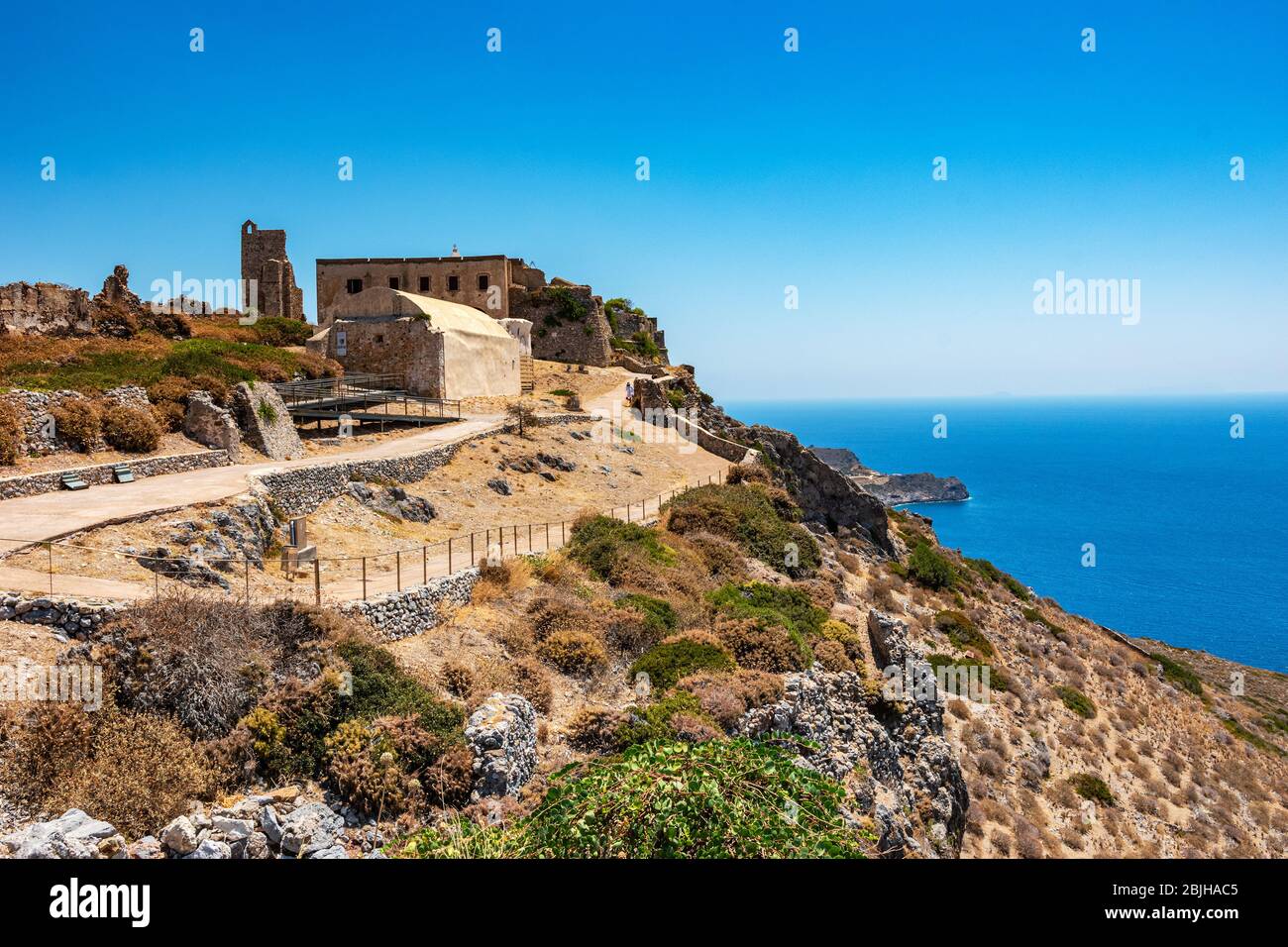 The Byzantine castle - city in Kythira island. View from the inner ...