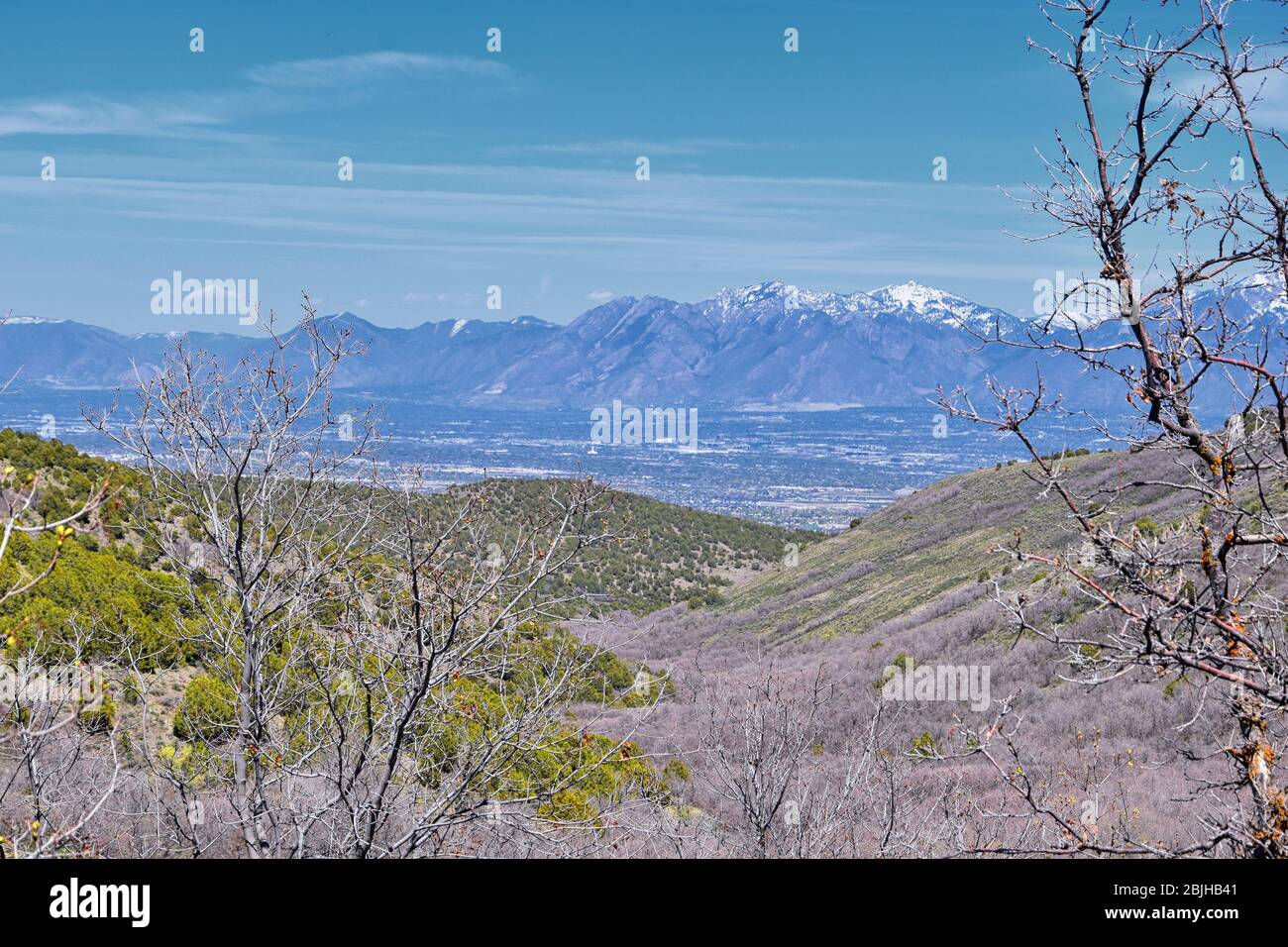 Views of Wasatch Front Rocky Mountains from the Oquirrh Mountains in ...