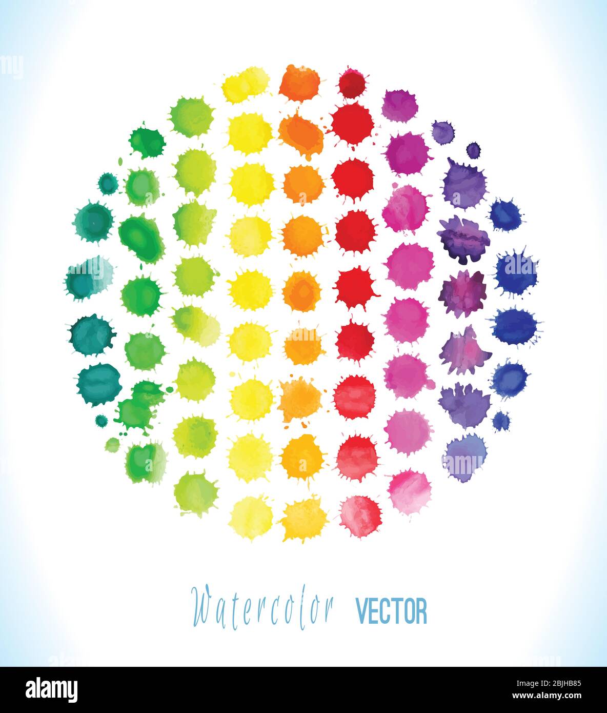 Colorful watercolor splashes isolated on white background.Vector ...