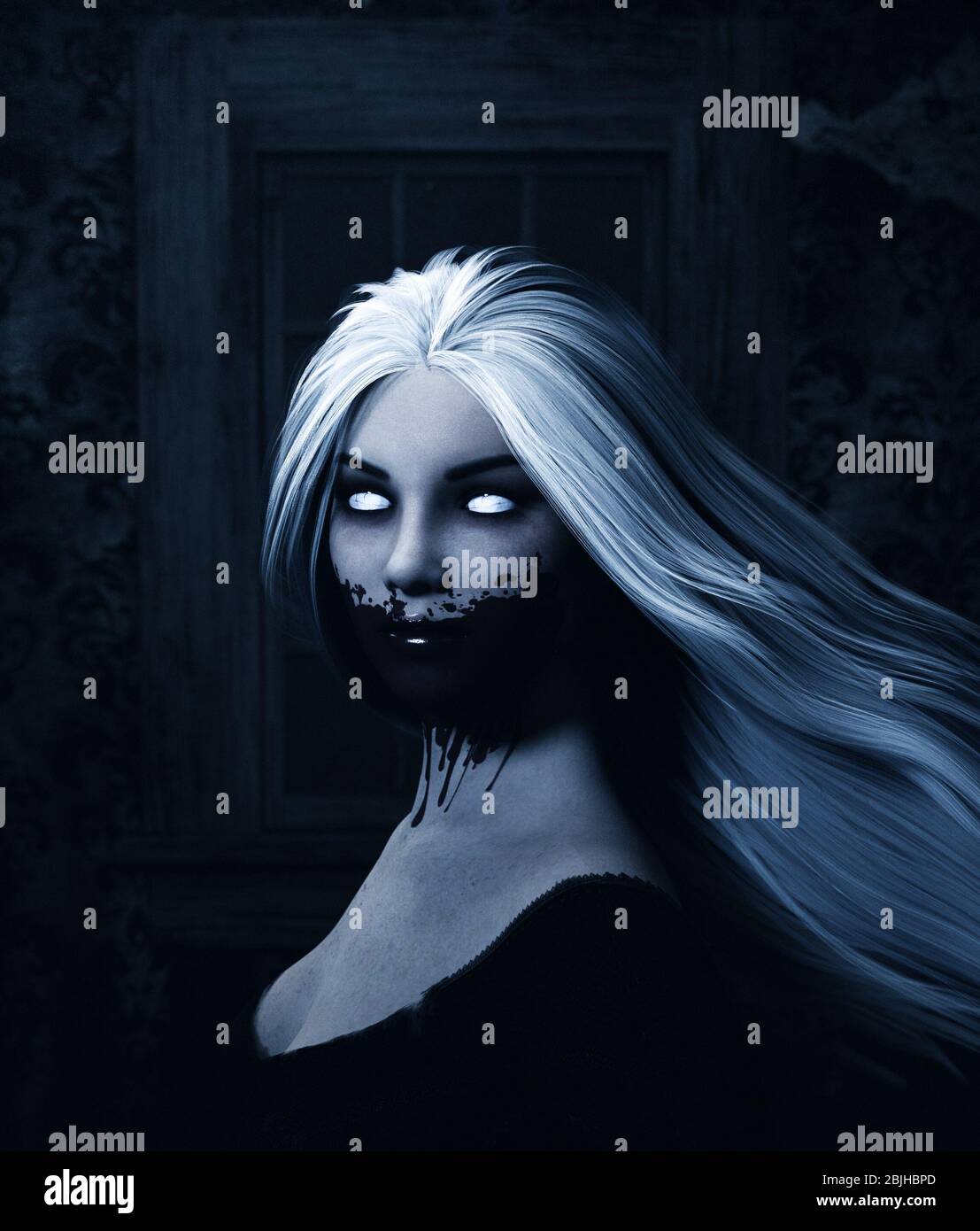 Close up Ghost woman portrait,3d rendering Stock Photo - Alamy