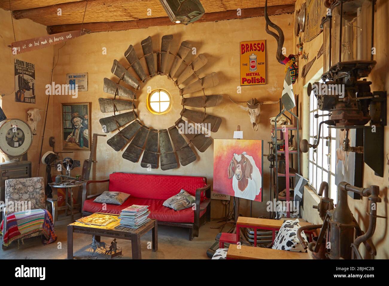 Signs and relics, Tankwa Padstal Bar, Tankwa Karoo, near Ceres, Western ...
