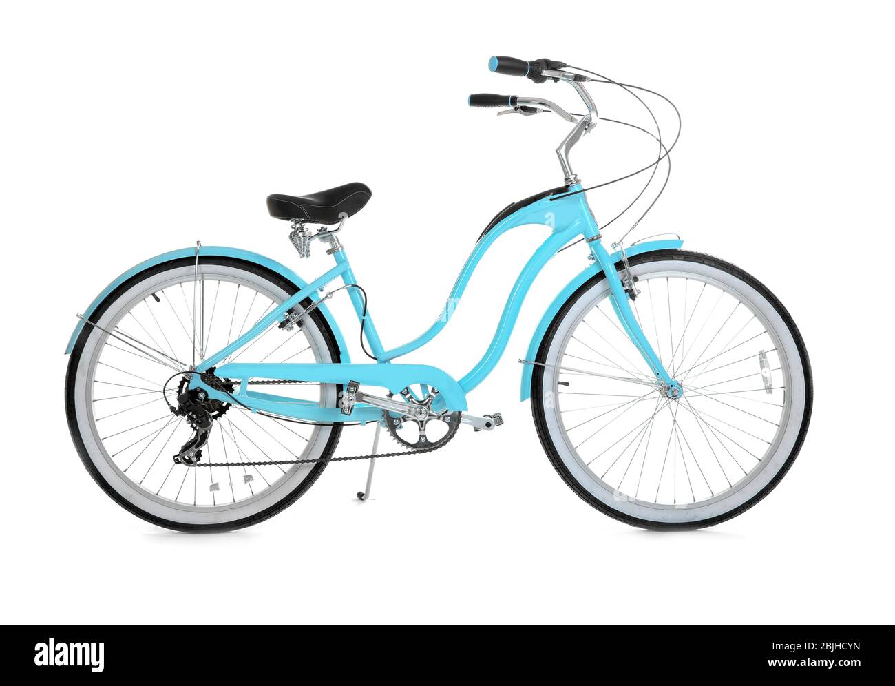 Modern two-wheeled bicycle on white background Stock Photo - Alamy