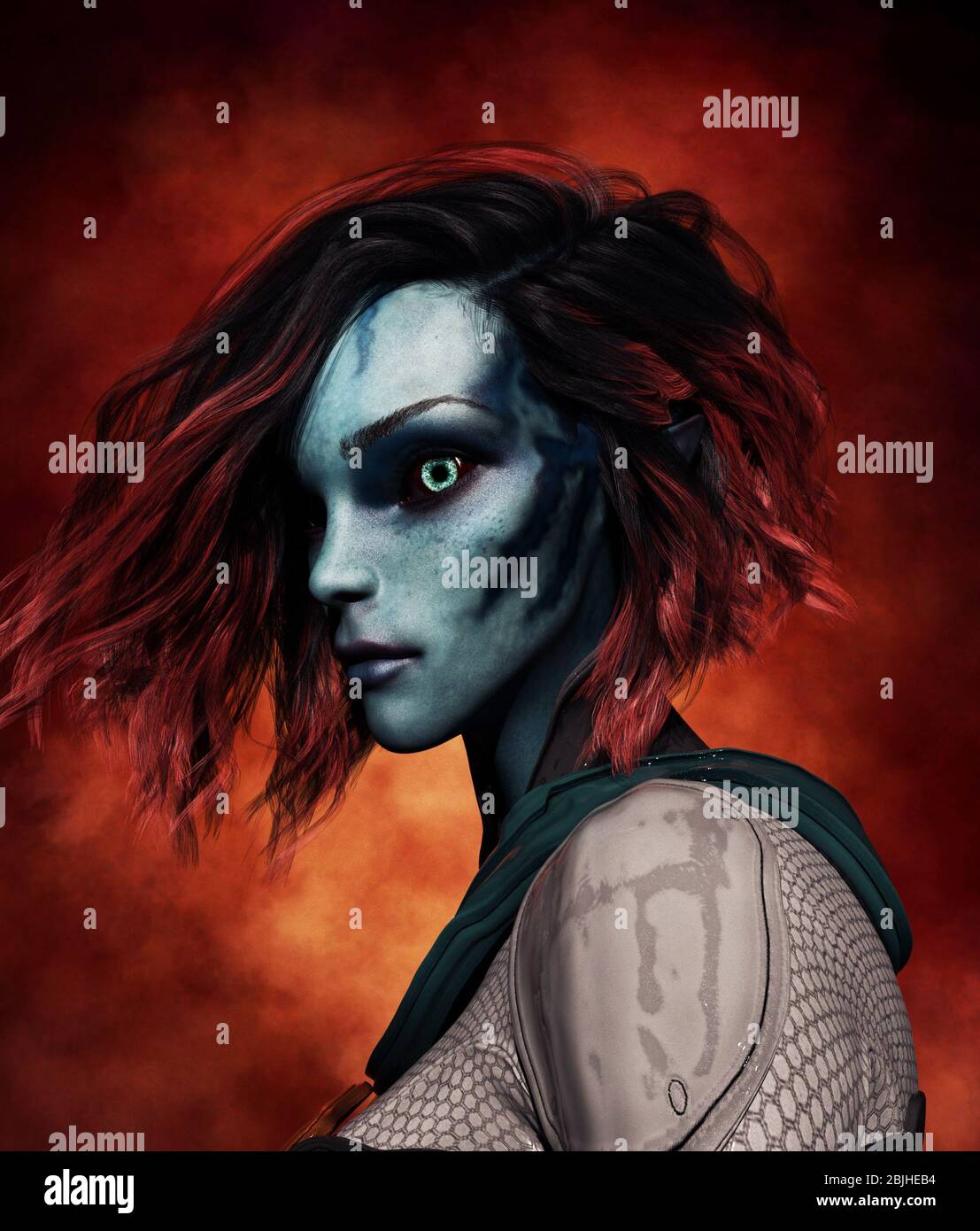 Alien girl portrait,3d rendering Stock Photo - Alamy