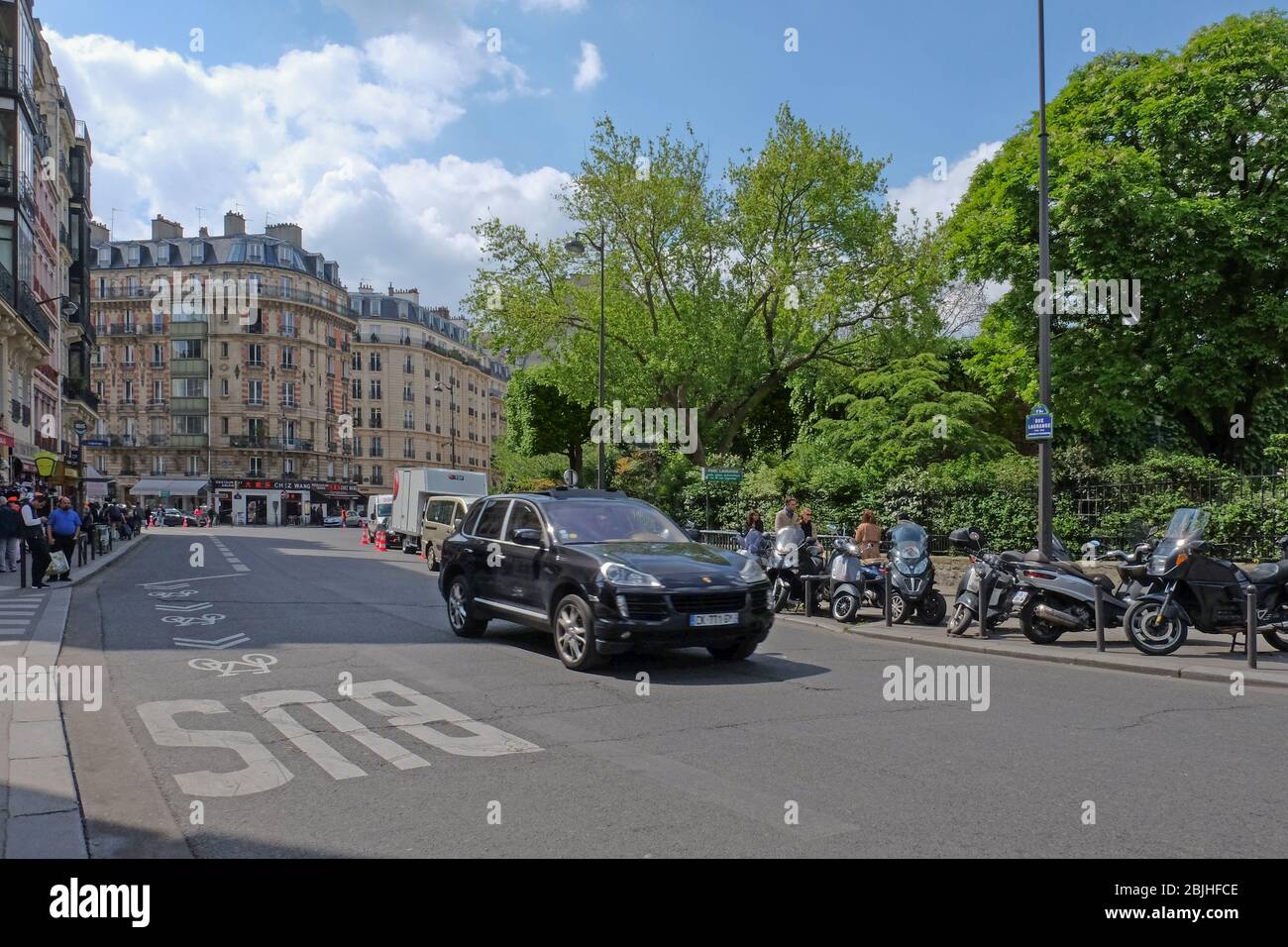 PARIS, FRANCE - APRIL 29, 2017: Beautiful street in city centre on ...