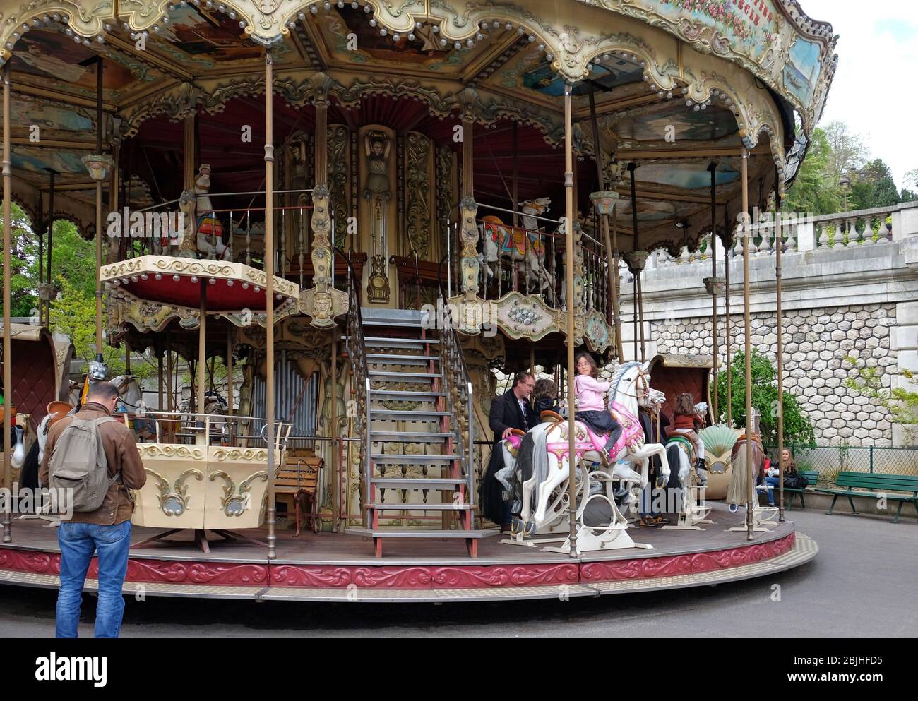PARIS, FRANCE - 29 APRIL 2015: Beautiful carousel in Montmartre Stock ...