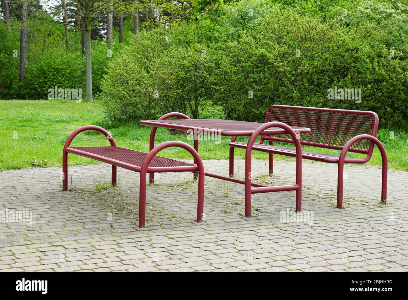 Table and benches for rest outdoors Stock Photo - Alamy
