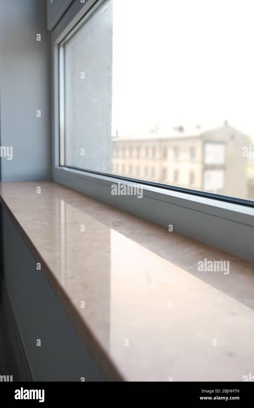 Modern window sill, close up Stock Photo - Alamy